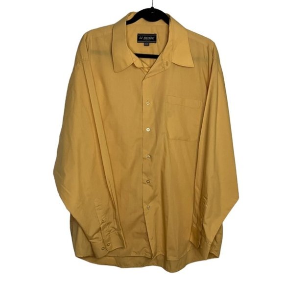 Vintage | Shirts | Vintage Le Monde Yellow Mens Button Front Shirt ...